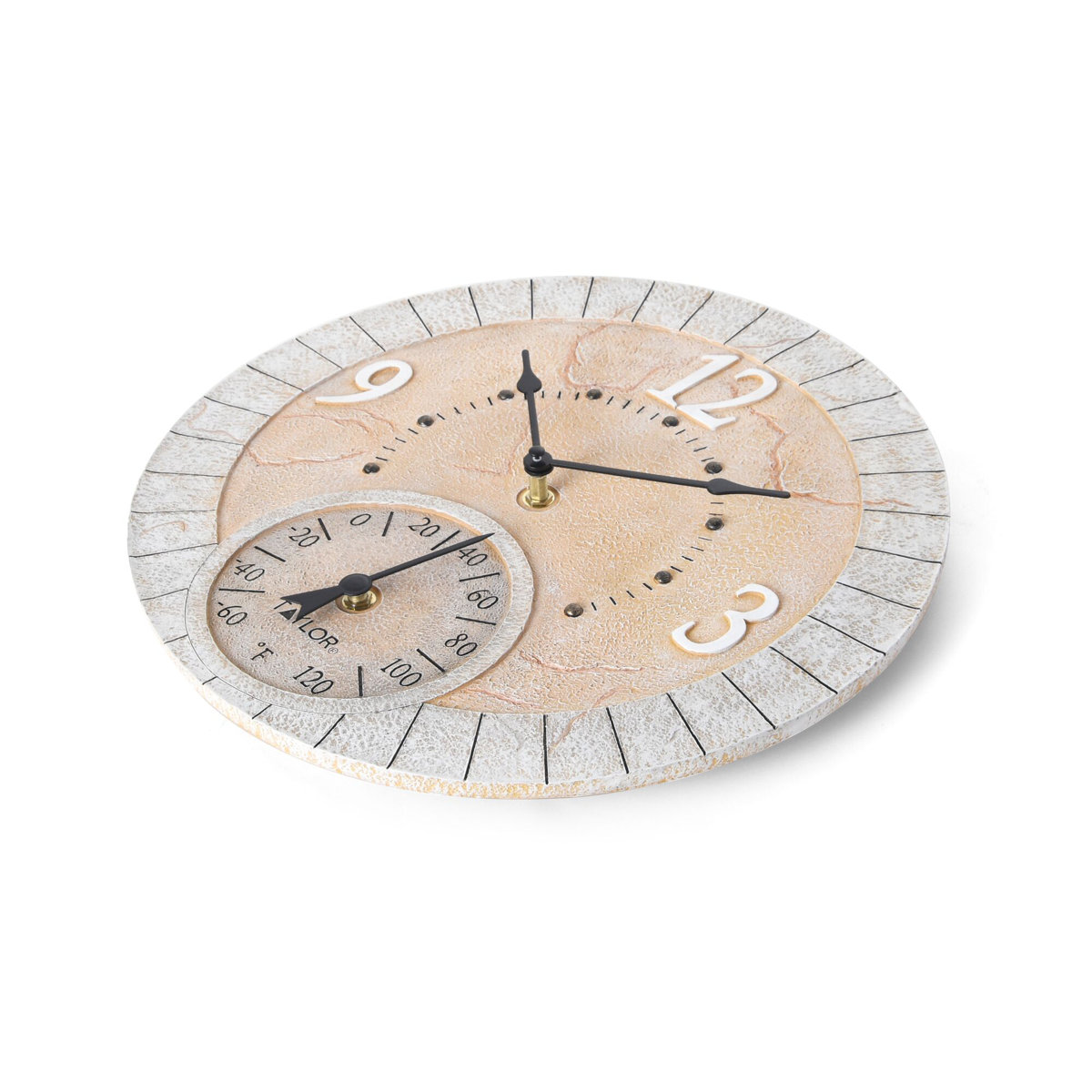 Taylor Terra Cotta Poly Resin Indoor/Outdoor Clock and Thermometer, 14 Inch, Multi-Color ...